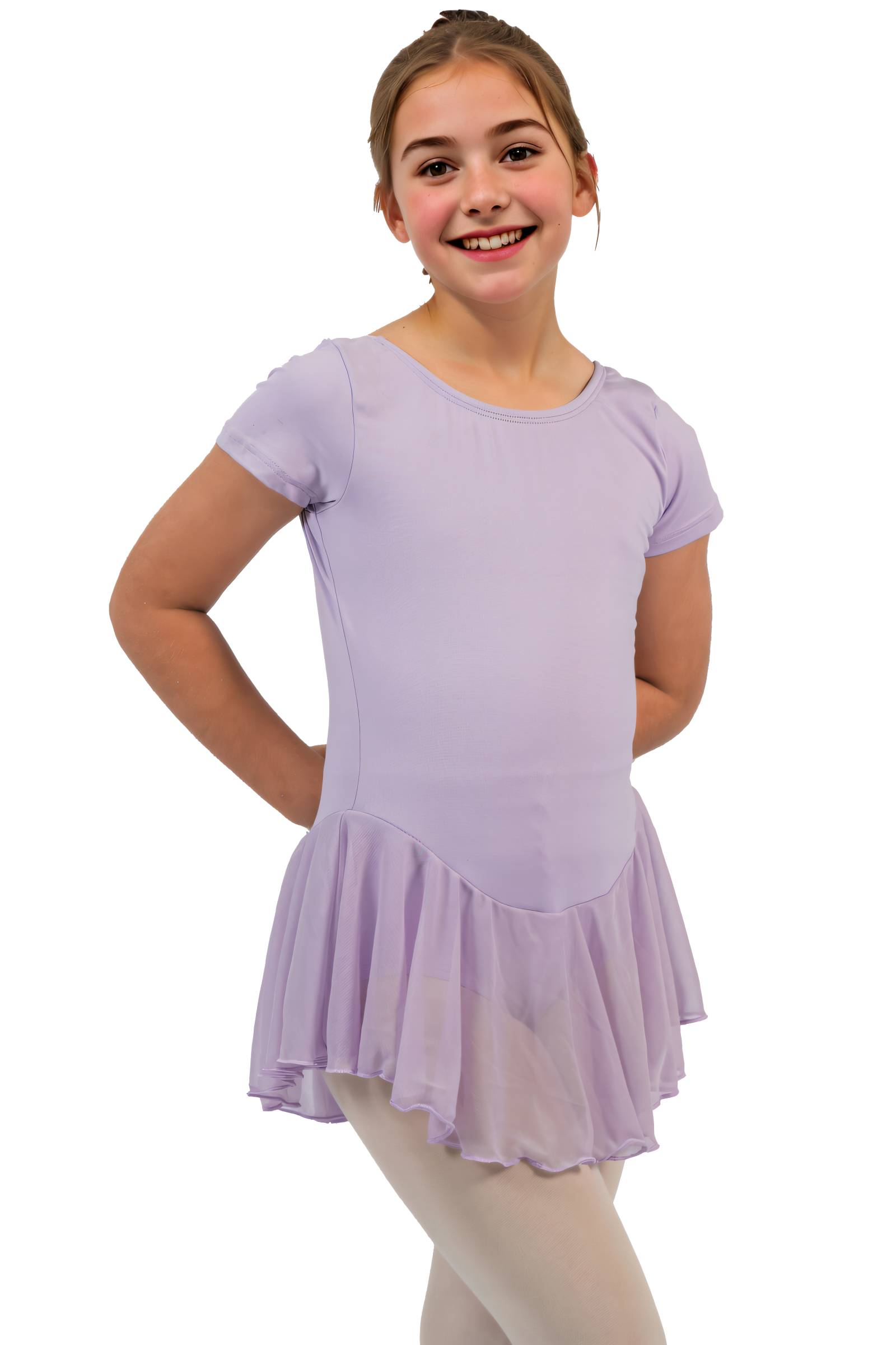 Short Sleeve Chiffon Skirted Leotard Pozewear